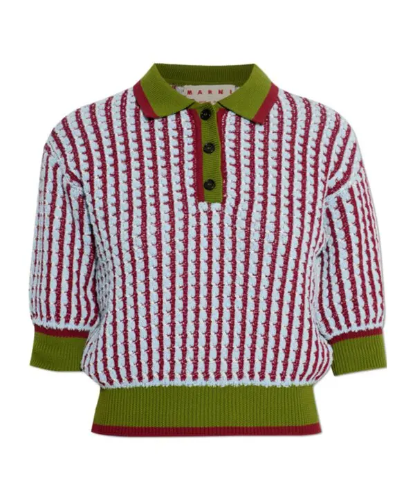 Marni Textured Knit Polo Sweater