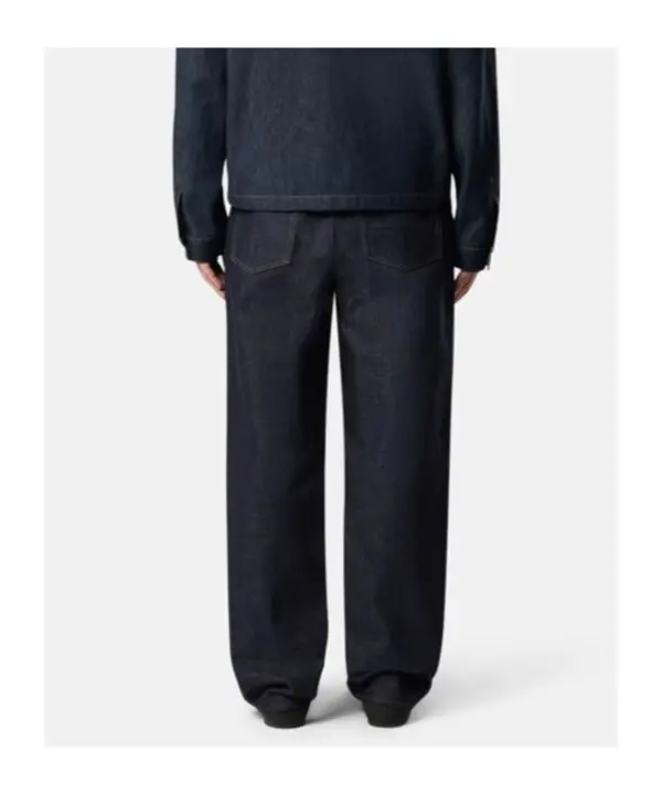 Stone Island Straight Leg Jeans With Logo Patch - Blue Raw