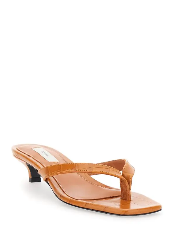 TOTEME Embossed Crocodile-effect Heeled Sandals - Brown