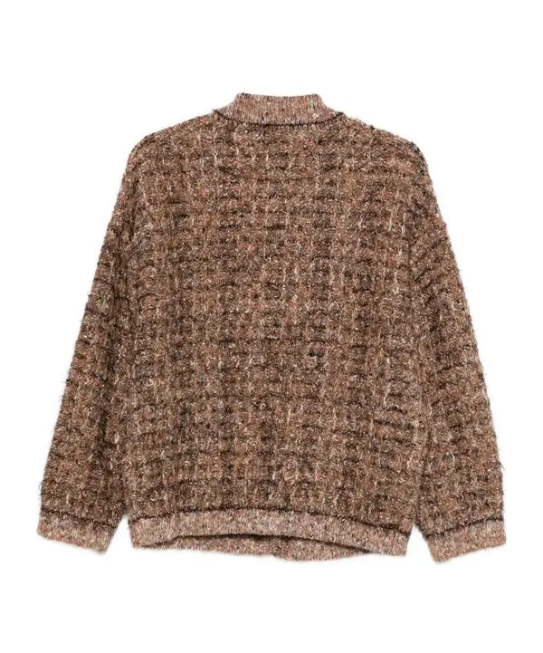 Bruno Manetti Metallic Thread Cable Knit Cardigan