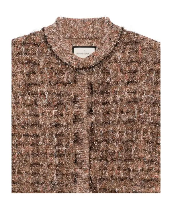 Bruno Manetti Metallic Thread Cable Knit Cardigan
