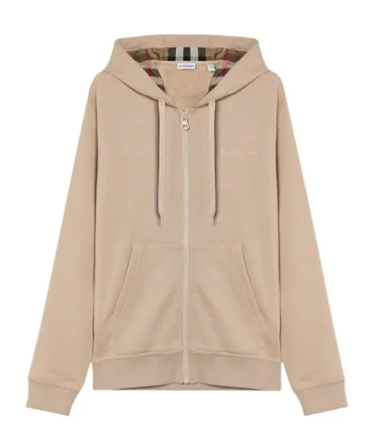 Burberry Long-sleeved Zippered Sweatshirt - Nude