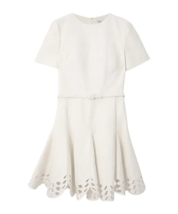 Oscar De La Renta Embroidered And Cutout Tweed Dress