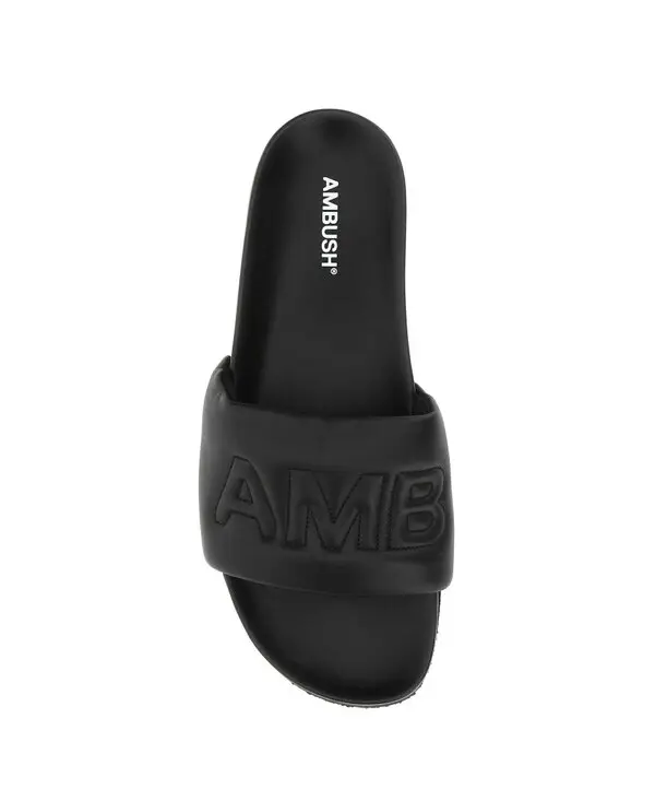 AMBUSH Logo Embossed Padded Slides - Black