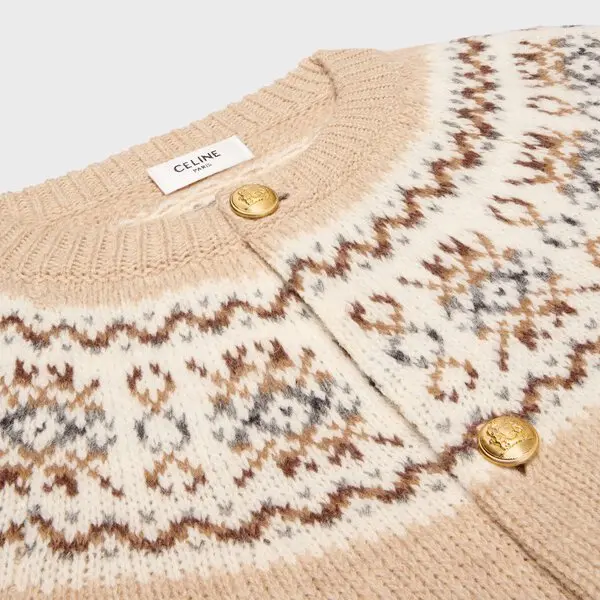 Celine Triomphe Fair Isle Wool Cardigan