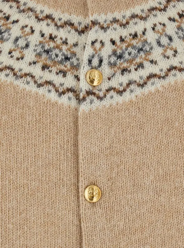 Celine Triomphe Fair Isle Wool Cardigan