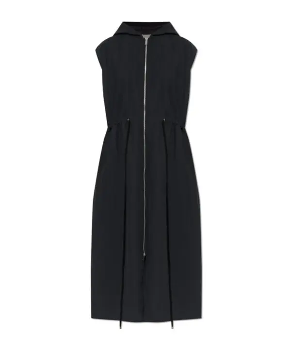 Studio Nicholson Sleeveless Hooded Midi Dress With Drawstring Waist - Black