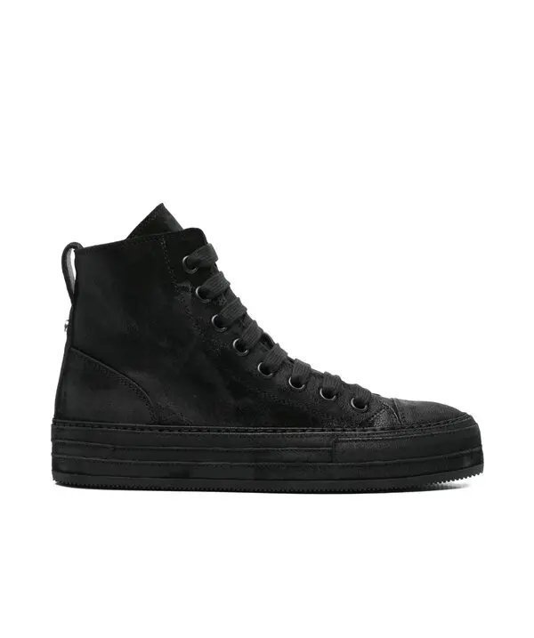 ANN DEMEULEMEESTER Coated-finish High Top Sneakers - Black
