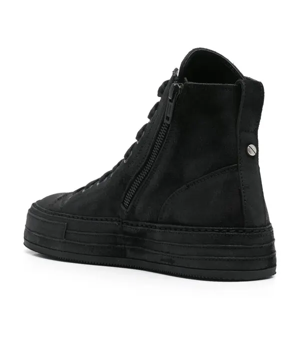 ANN DEMEULEMEESTER Coated-finish High Top Sneakers - Black