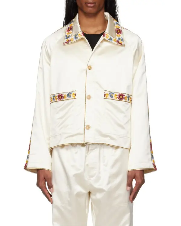 BODE Embroidered Floral Satin Jacket