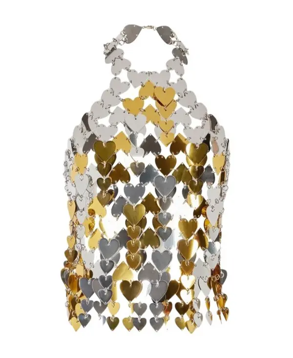 Rabanne Heart Paillette Halterneck Top