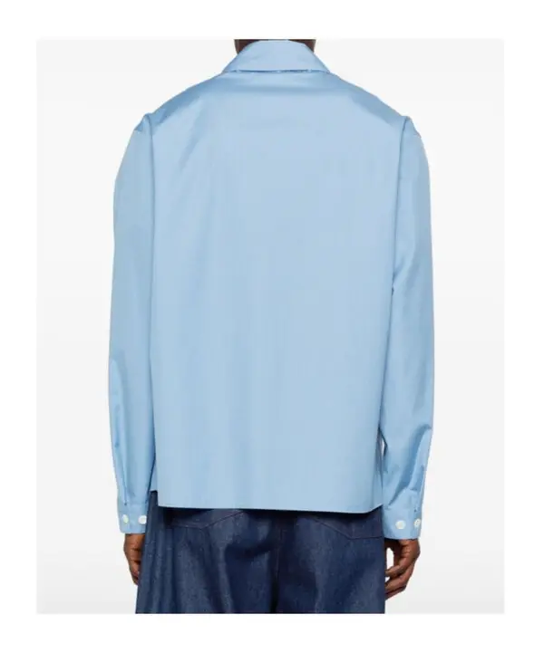 Marni Logo Printed Long-sleeved Zipped Shirt - Blue