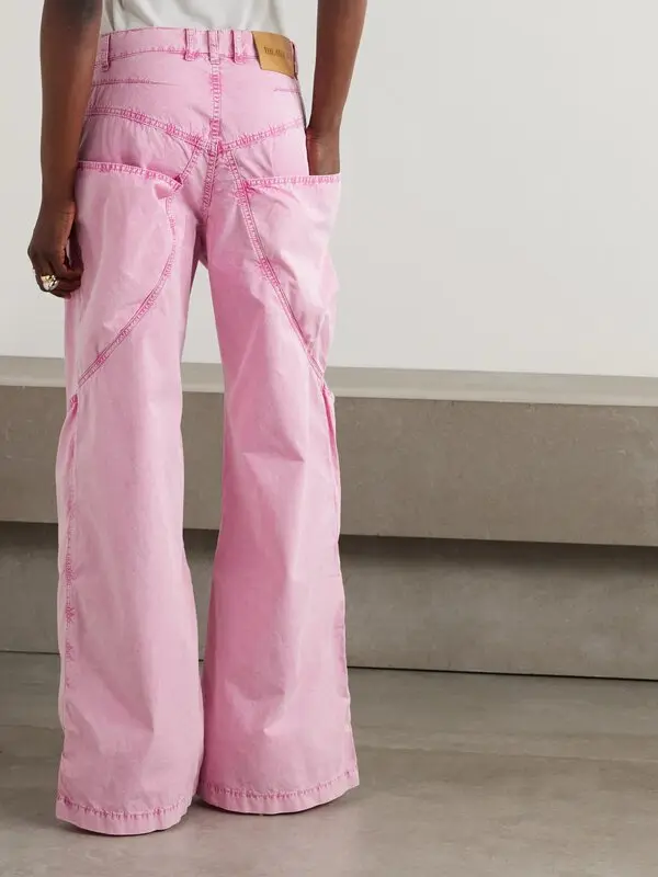 Attico Paneled Low-rise Wide-leg Jeans - Pink