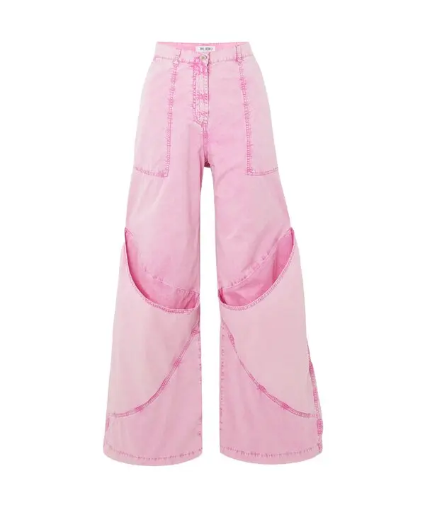 Attico Paneled Low-rise Wide-leg Jeans - Pink