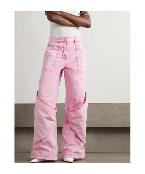 Attico Paneled Low-rise Wide-leg Jeans - Pink