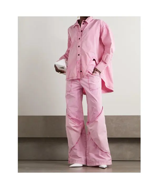 Attico Paneled Low-rise Wide-leg Jeans - Pink