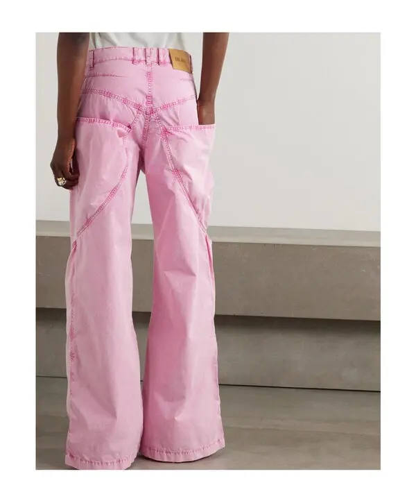 Attico Paneled Low-rise Wide-leg Jeans - Pink