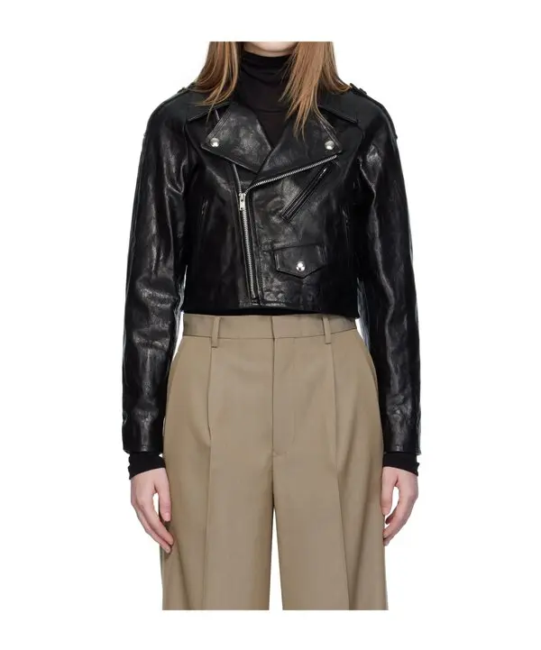 Auralee Short Cycling Leather Jacket
