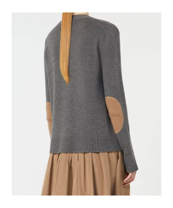Max Mara Apollo V-neck Cardigan With Suede Elbow Patches
