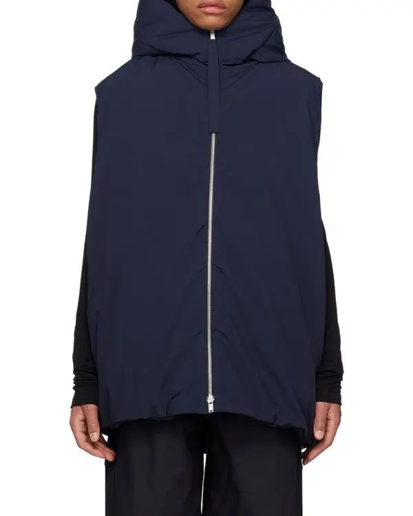 JIL SANDER Zip-up Hooded Vest - Blue