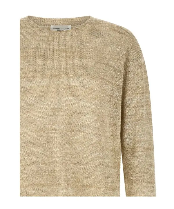 ROBERTO COLLINA Mouliné Crewneck Knitted Jumper - Beige
