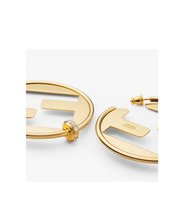 Fendi Gold-plated Crystal Embellished Everround Hoop Earrings - Yellow