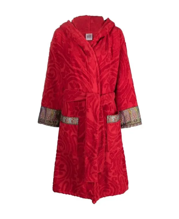 Etro Paisley-motif Belted Robe - Red