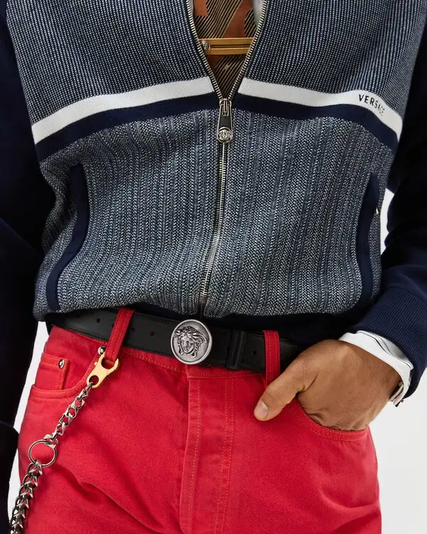 Versace Medusa Buckle Leather Belt