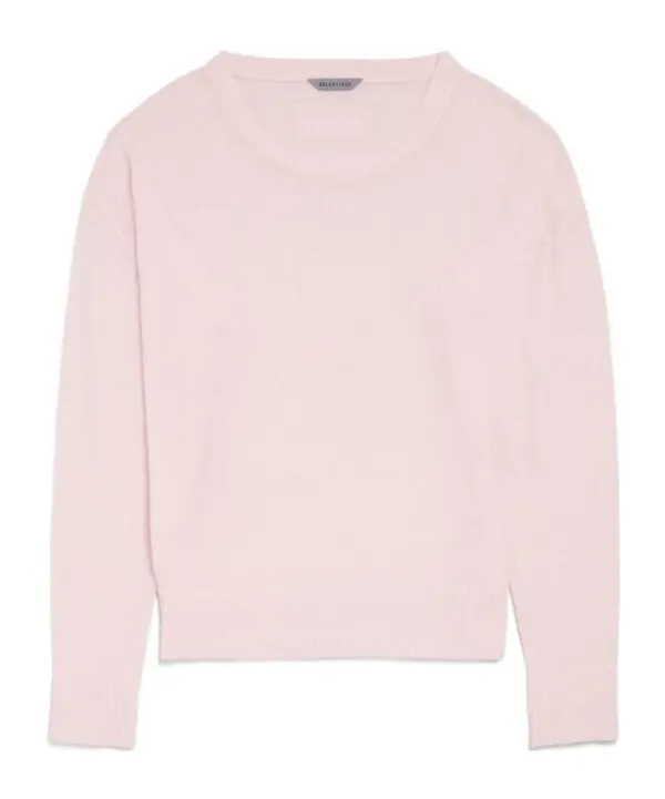 Balenciaga Sheer Logo Patch Knitted Sweater - Pale Pink
