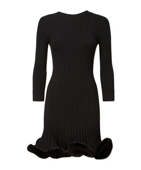 Fendi Wool And Mink Trim Dress