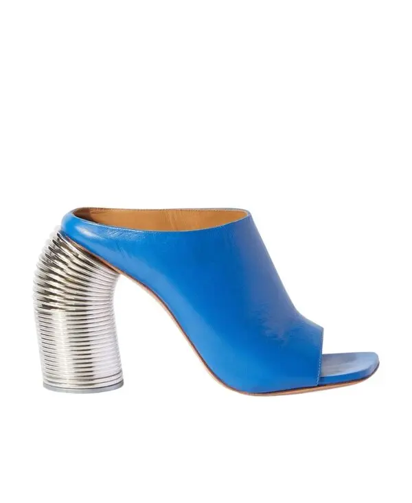 Off-White Open Toe Mules With Sculptural Heel