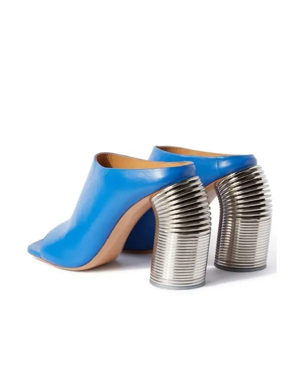 Off-White Open Toe Mules With Sculptural Heel