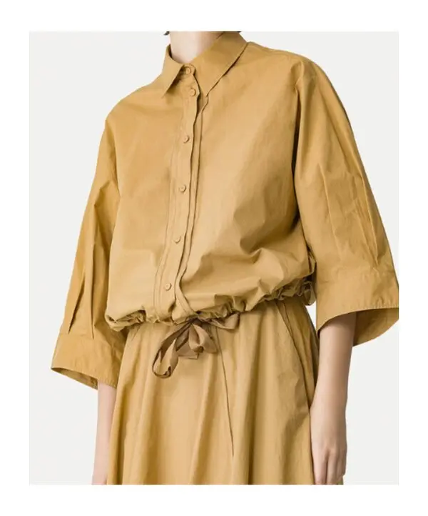 FORTE_FORTE Half Sleeve Shirt With Drawstring Hem