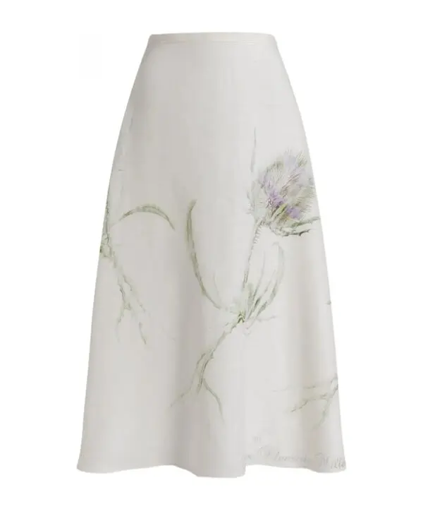 Alberta Ferretti Thistle Print Linen Skirt