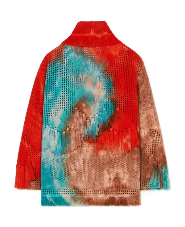 Alanui Tie-dye Fringed Cardigan - Red