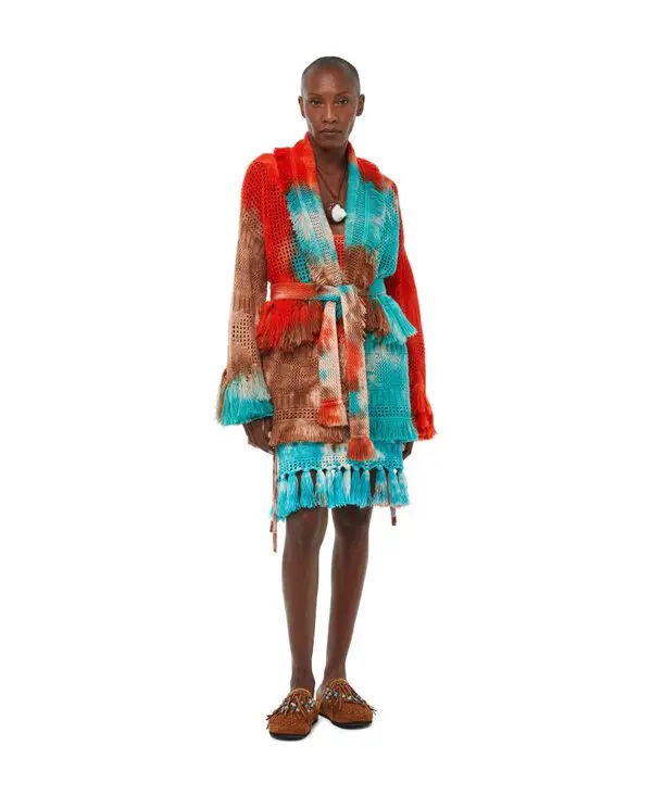 Alanui Tie-dye Fringed Cardigan - Red