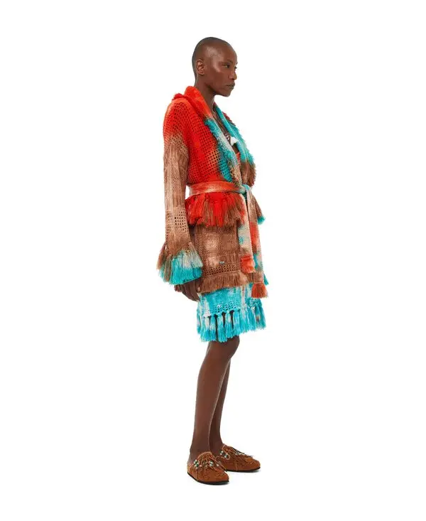 Alanui Tie-dye Fringed Cardigan - Red