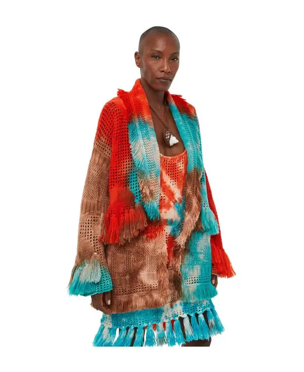 Alanui Tie-dye Fringed Cardigan - Red