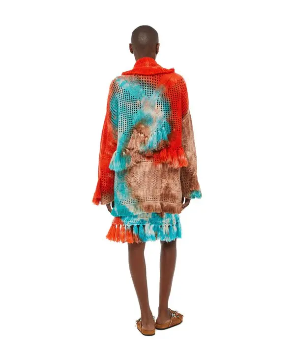 Alanui Tie-dye Fringed Cardigan - Red