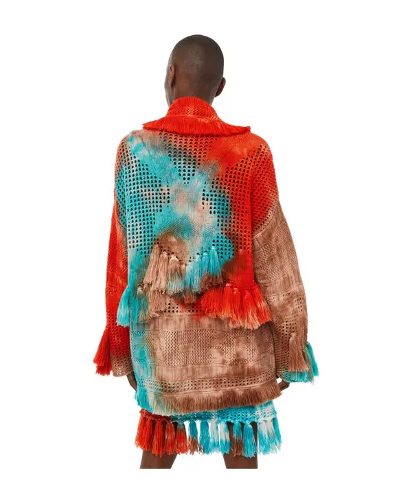 Alanui Tie-dye Fringed Cardigan - Red