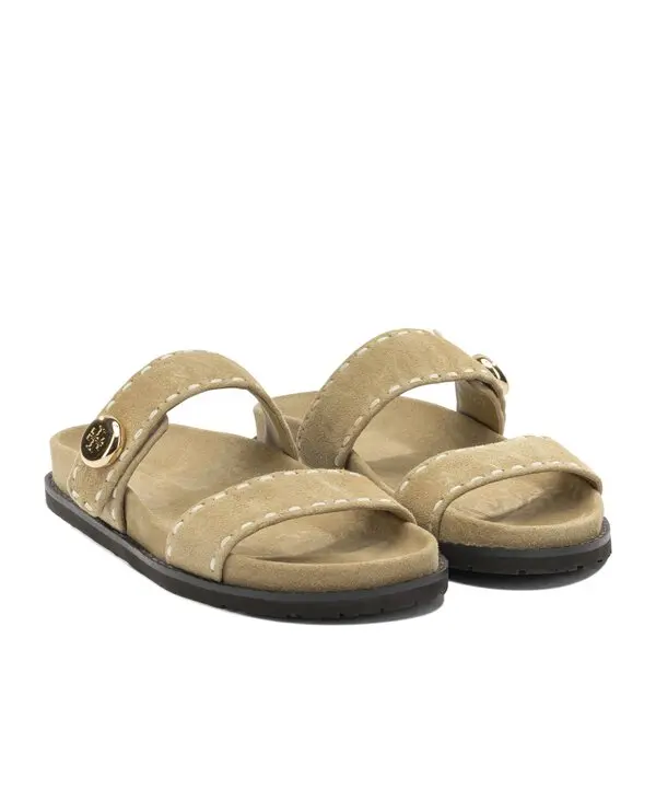 Tory Burch Romy Sport Slide Flat Sandals - Brown