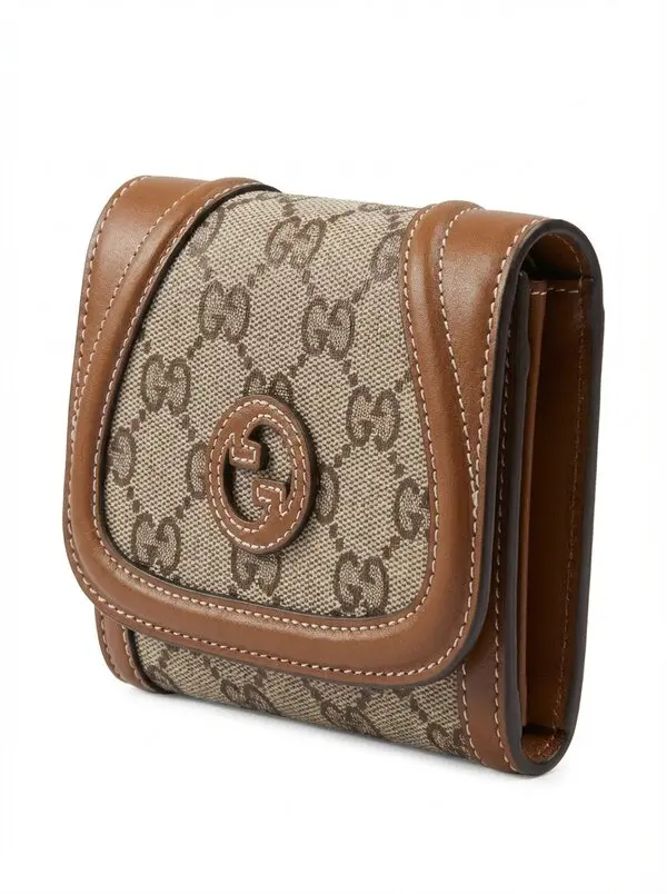 Gucci Logo Patch Monogrammed Wallet - Brown