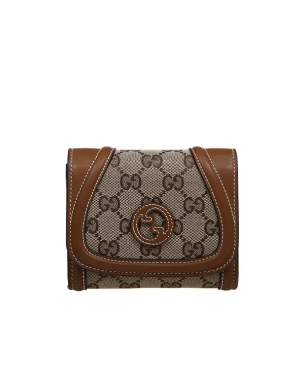 Gucci Logo Patch Monogrammed Wallet - Brown