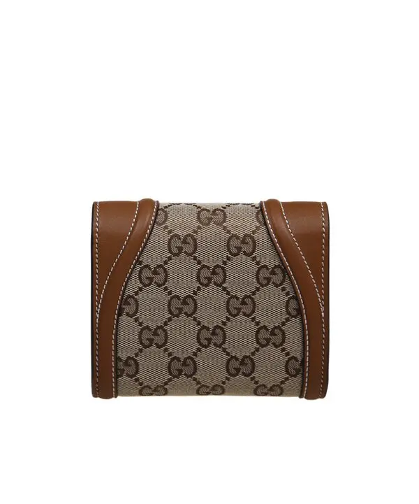 Gucci Logo Patch Monogrammed Wallet - Brown