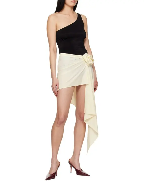 Magda Butrym Asymmetrical Draped Mini Skirt - Cream