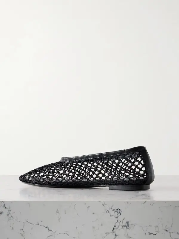 Staud Alba Crocheted Ballet Flats - Black