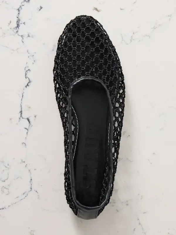 Staud Alba Crocheted Ballet Flats - Black