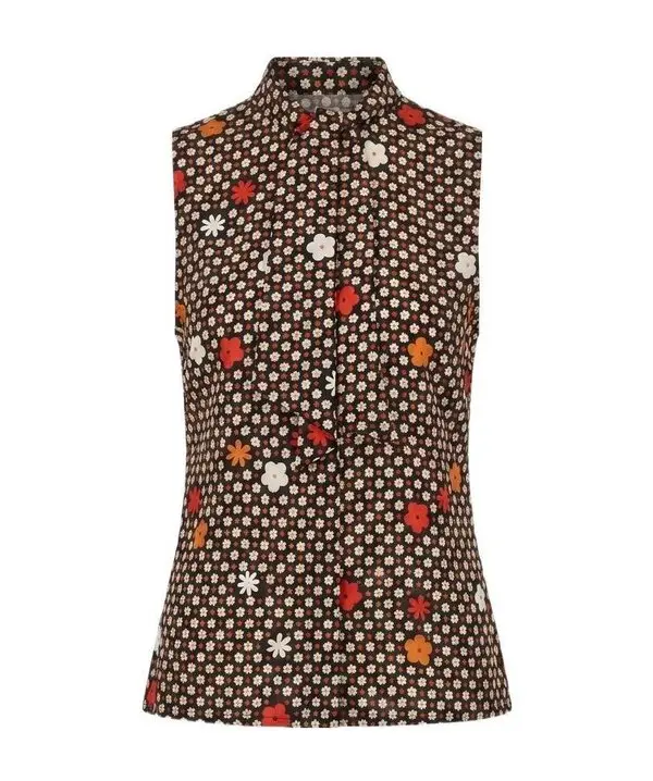 MAISON MARGIELA Sleeveless Floral Collared Button-up Top