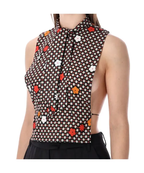 MAISON MARGIELA Sleeveless Floral Collared Button-up Top