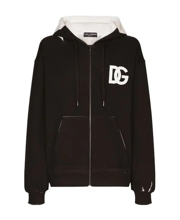 Dolce & Gabbana Dg Logo Zipped Hooded Cardigan